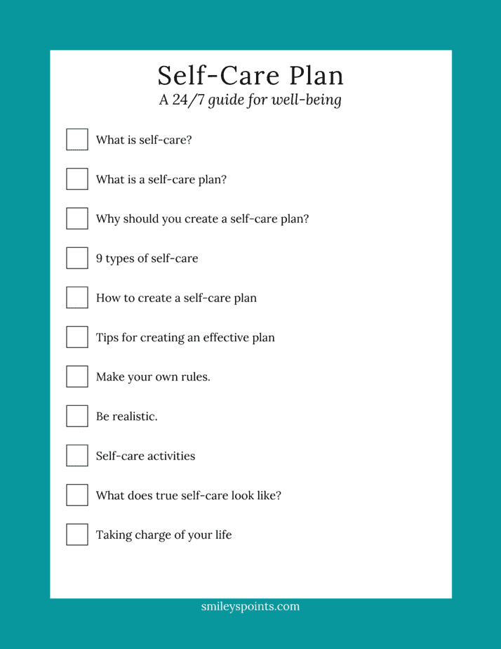 Example Of Self Care Plan Example Of Self Care Plan